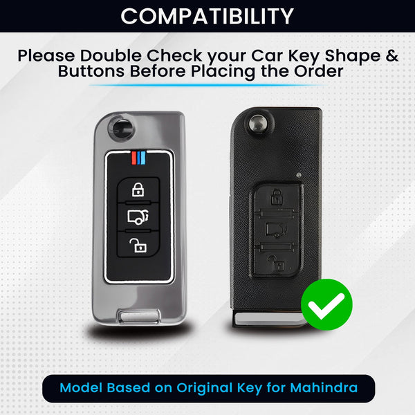 Buy 3 Buttons Smart Key Cover and Keychain MHD-D3 for All Mahindra Car ...
