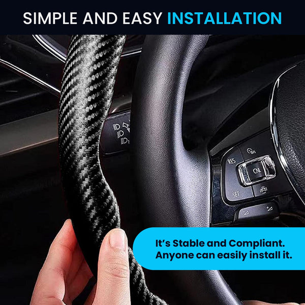 Buy Car Steering Wheel Grip Cover with Carbon Black Finish | Motorhunk